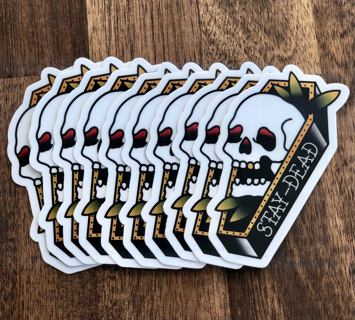 Skull and Coffin vinyl Sticker - Etsy