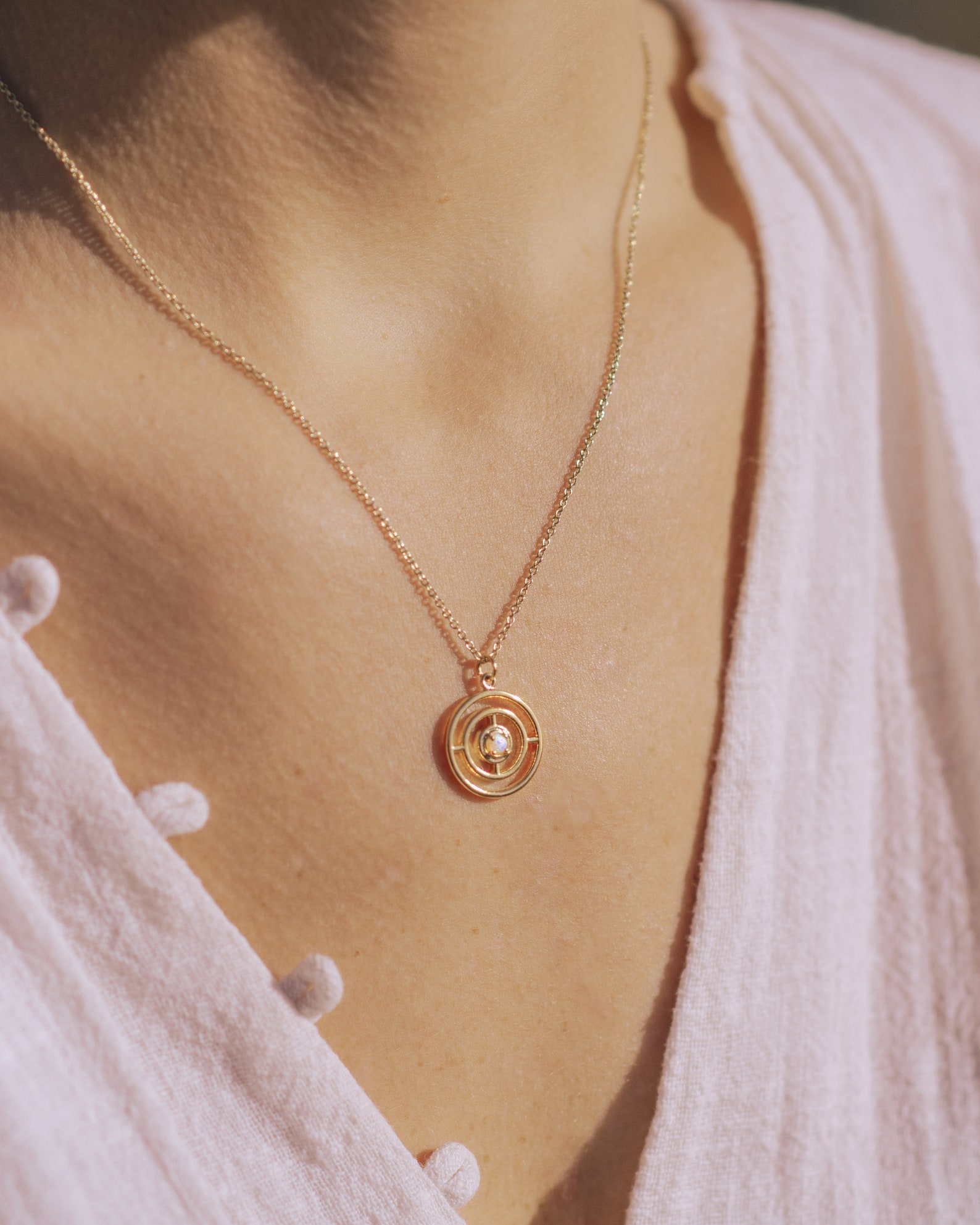 Celestial Gold and Opal Medallion Necklace, Solar System Themed Coin ...