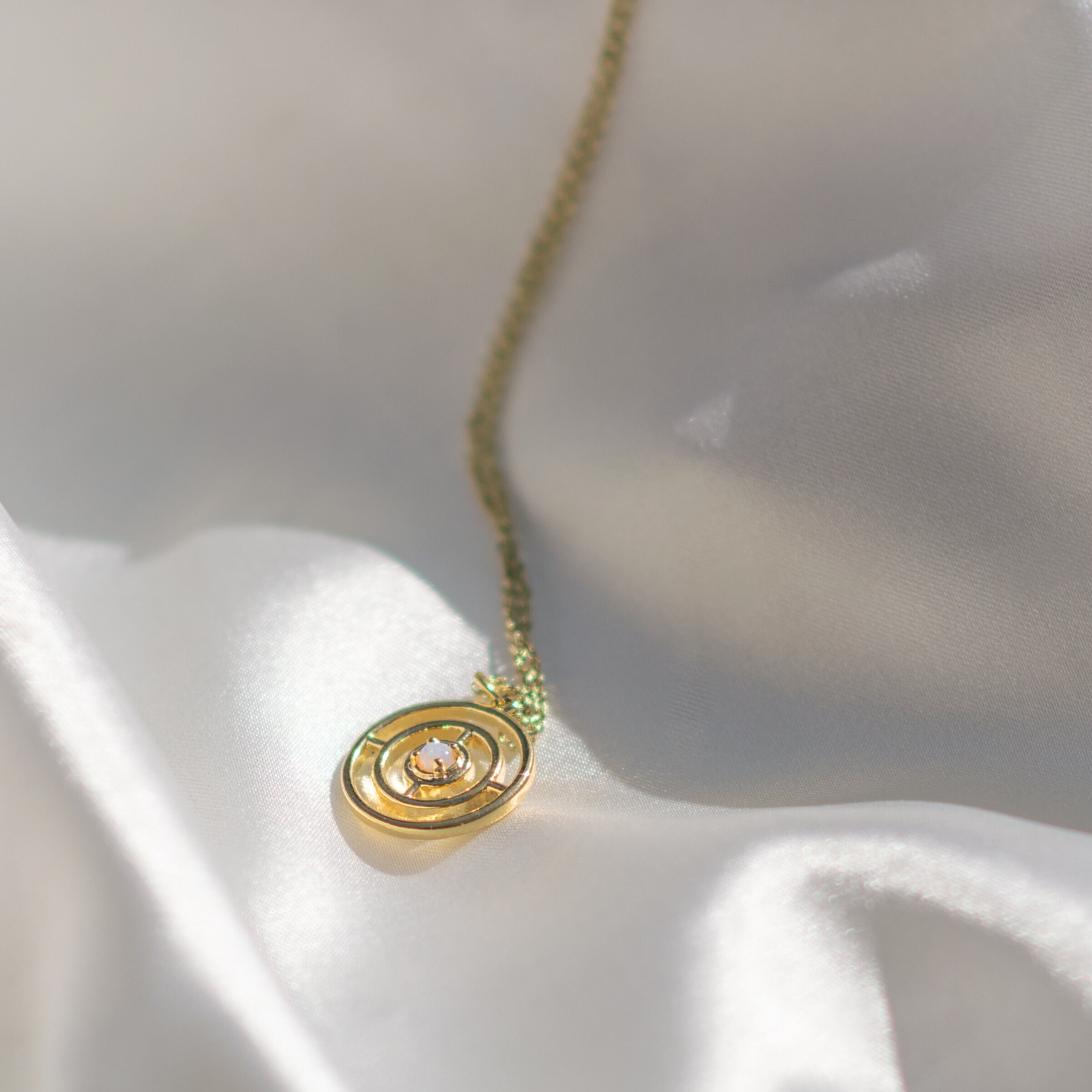 Celestial Gold and Opal Medallion Necklace, Solar System Themed Coin ...