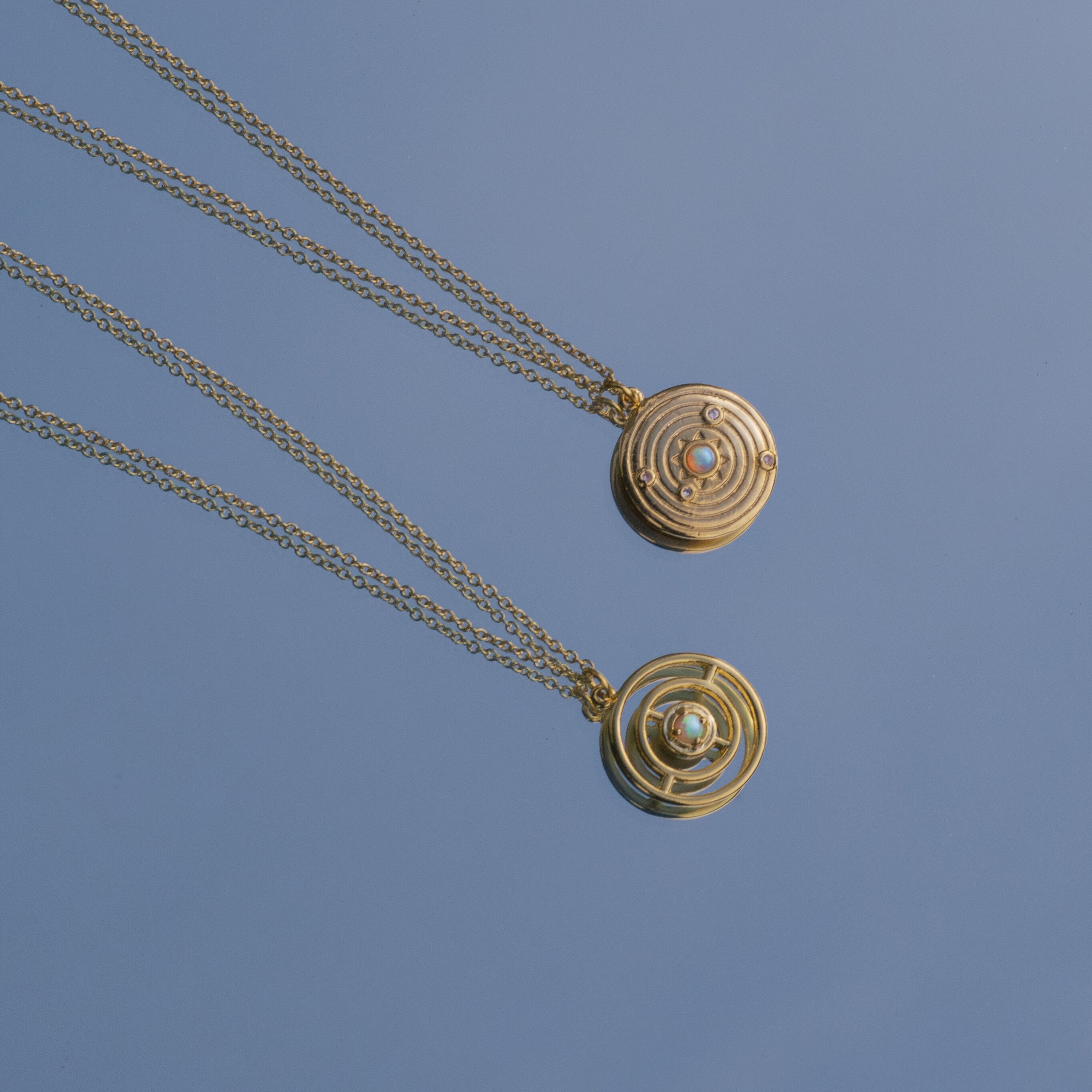 Celestial Gold and Opal Medallion Necklace, Solar System Themed Coin ...