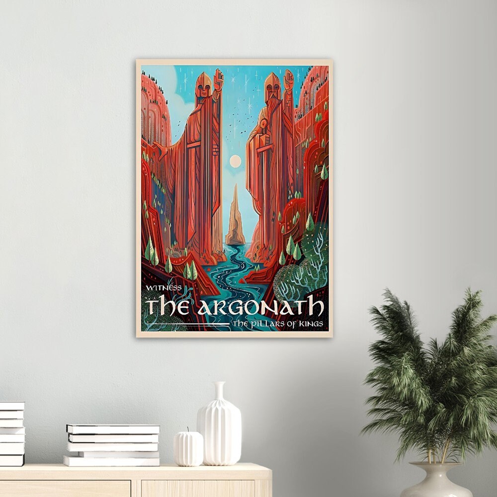Lord Of The Rings Poster - LOTR - The Argonath - Retro Travel Wall Art ...