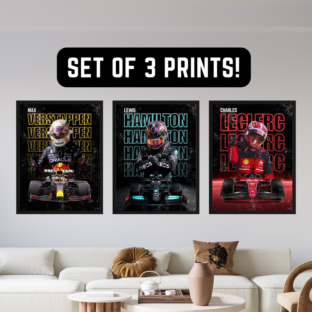 Set of 3 Formula 1 Prints F1 Car & Helmet Lewis Hamilton - Etsy