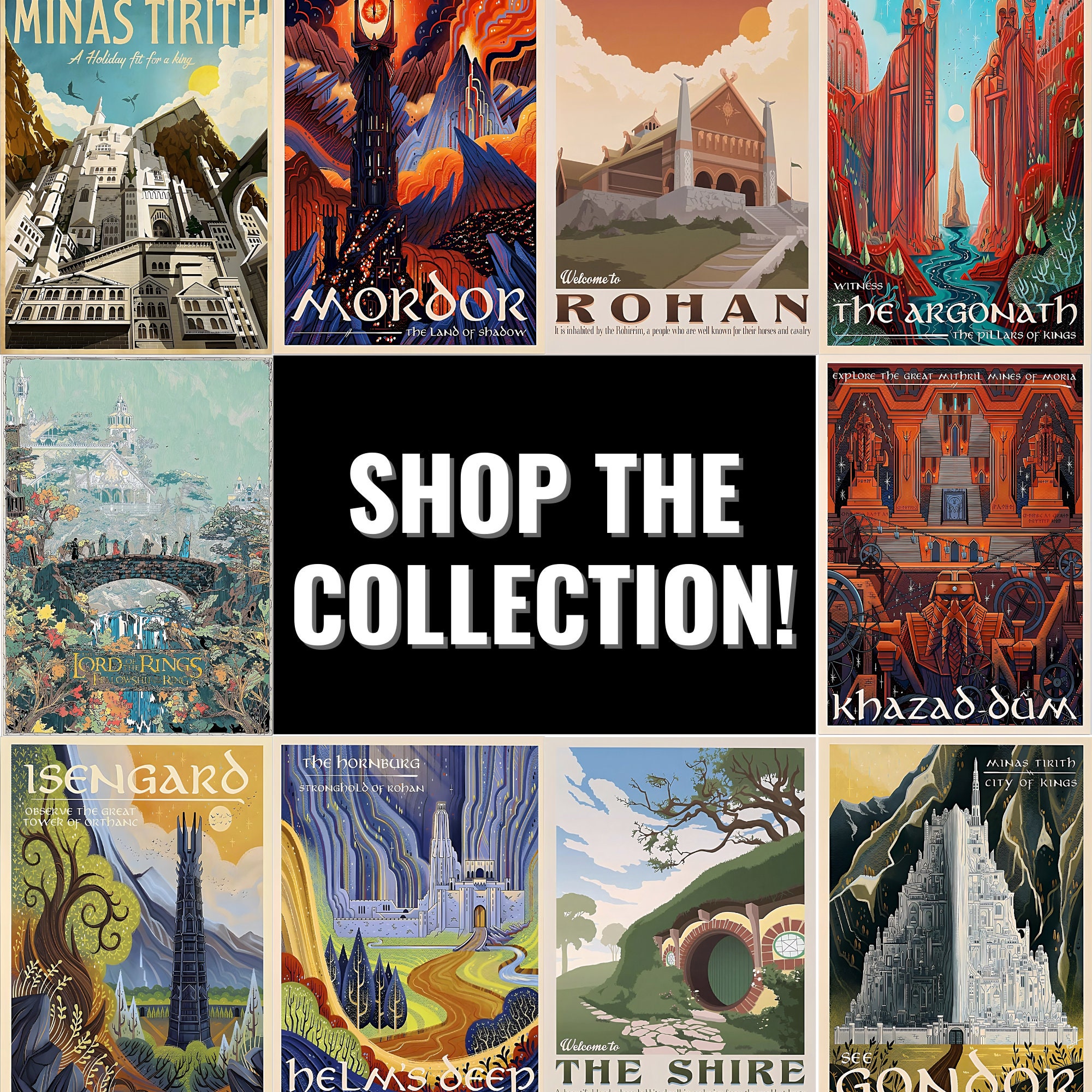 Lord Of The Rings Poster - LOTR - The Argonath - Retro Travel Wall Art ...