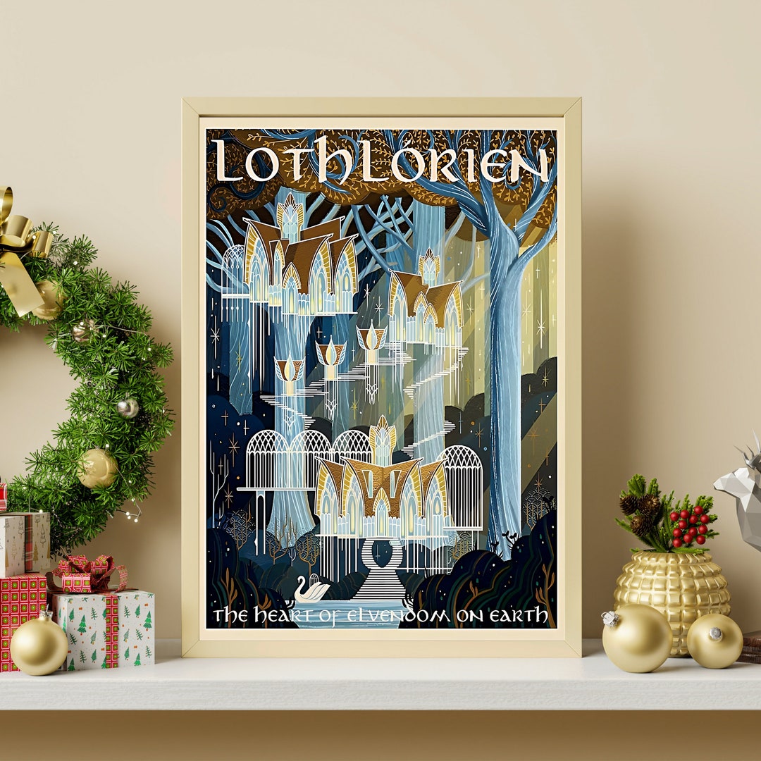 Herr der Ringe Poster Lothlorein Retro Reise Wandkunst - Etsy.de