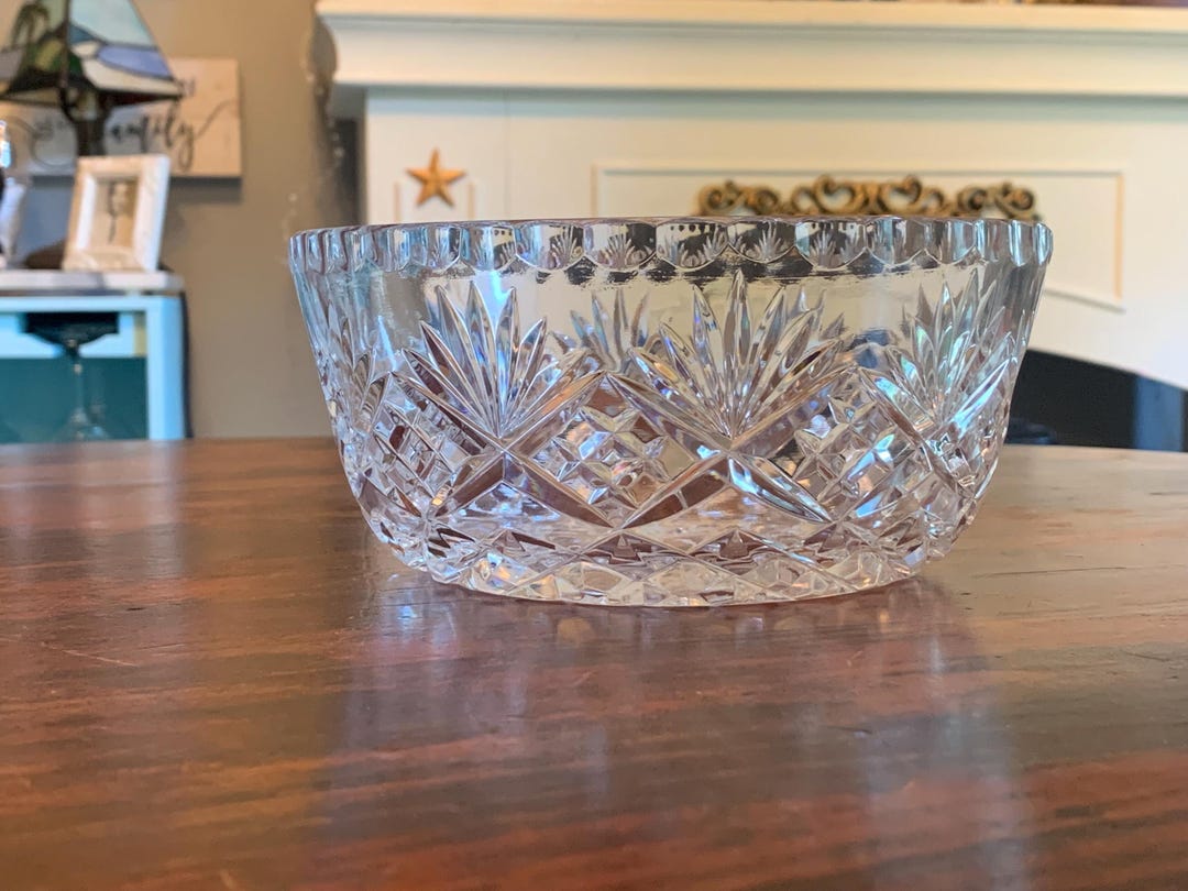 Vintage Cut Glass Round Vegetable Bowl | Diamond Pattern | W3 | - Etsy