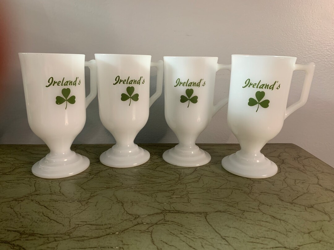 Vintage Set of 4 Milk Glass Irish Coffee Cups | Great Condition! - Etsy