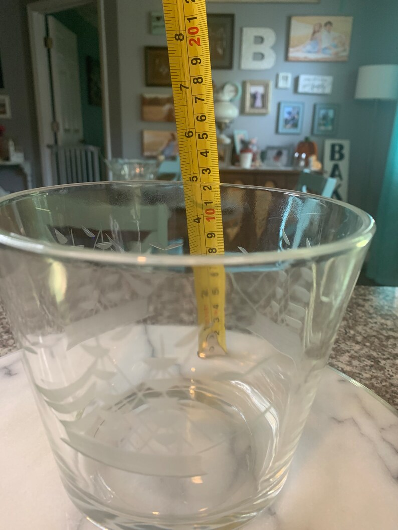 Vintage Mid Century Nautical Clear Glass Ice Bucket Etched - Etsy