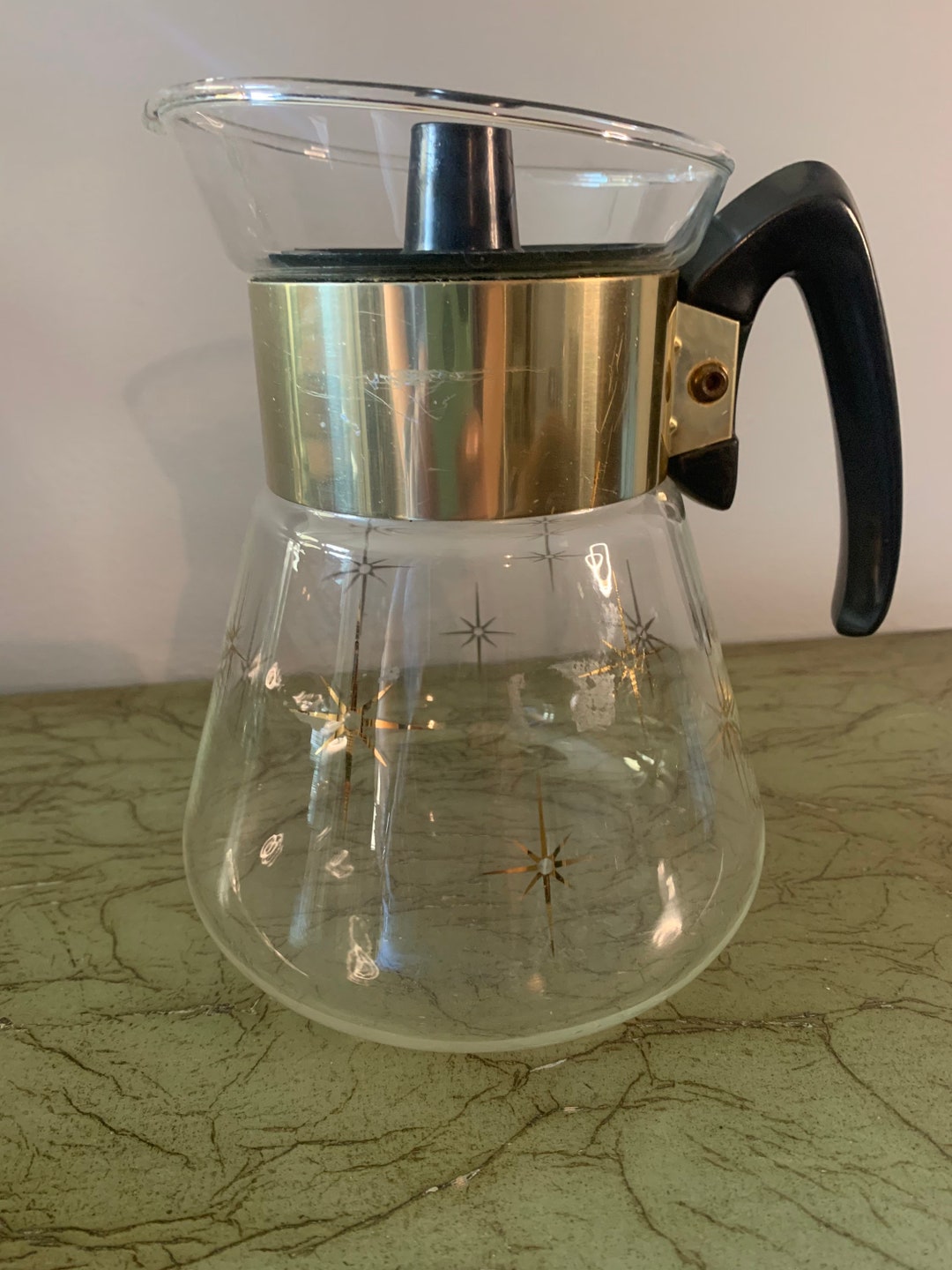 Vintage Pyrex “constellation” Glass and Gold Atomic Starburst Coffee ...