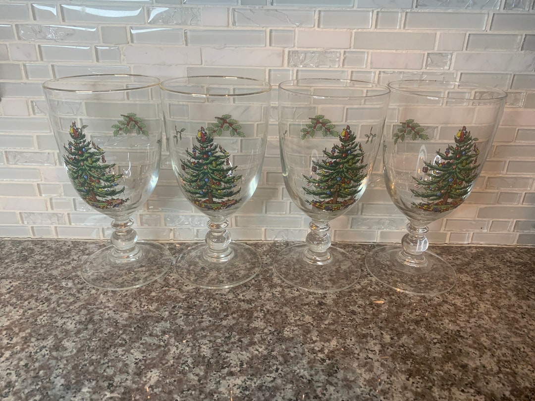 Set of 4 Spode “christmas Tree” Goblets | Gold Trim | 16 Ounces | - Etsy