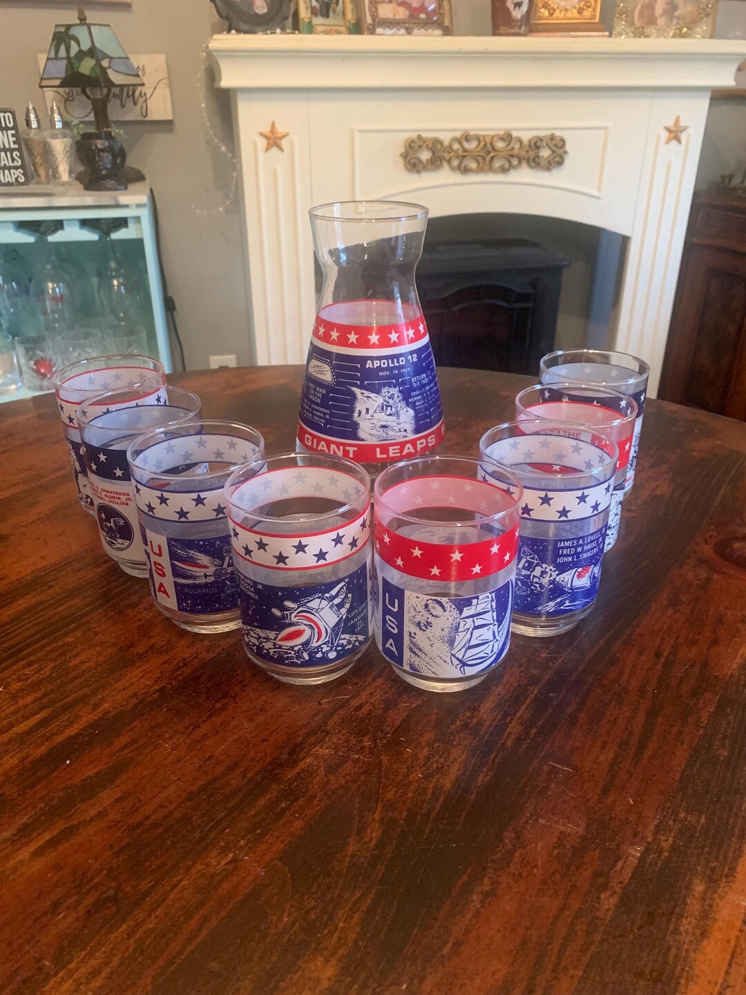 Vintage Libbey Glass Apollo Missions Carafe & Tumbler Set | Space ...