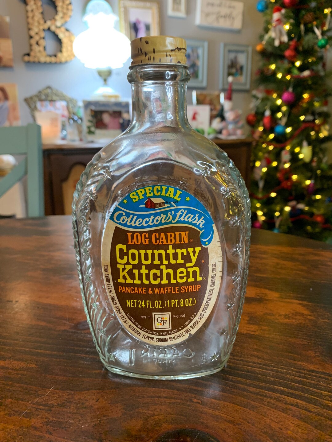 One Vintage Log Cabin Country Kitchen Syrup Bottle | Collectors Flask ...