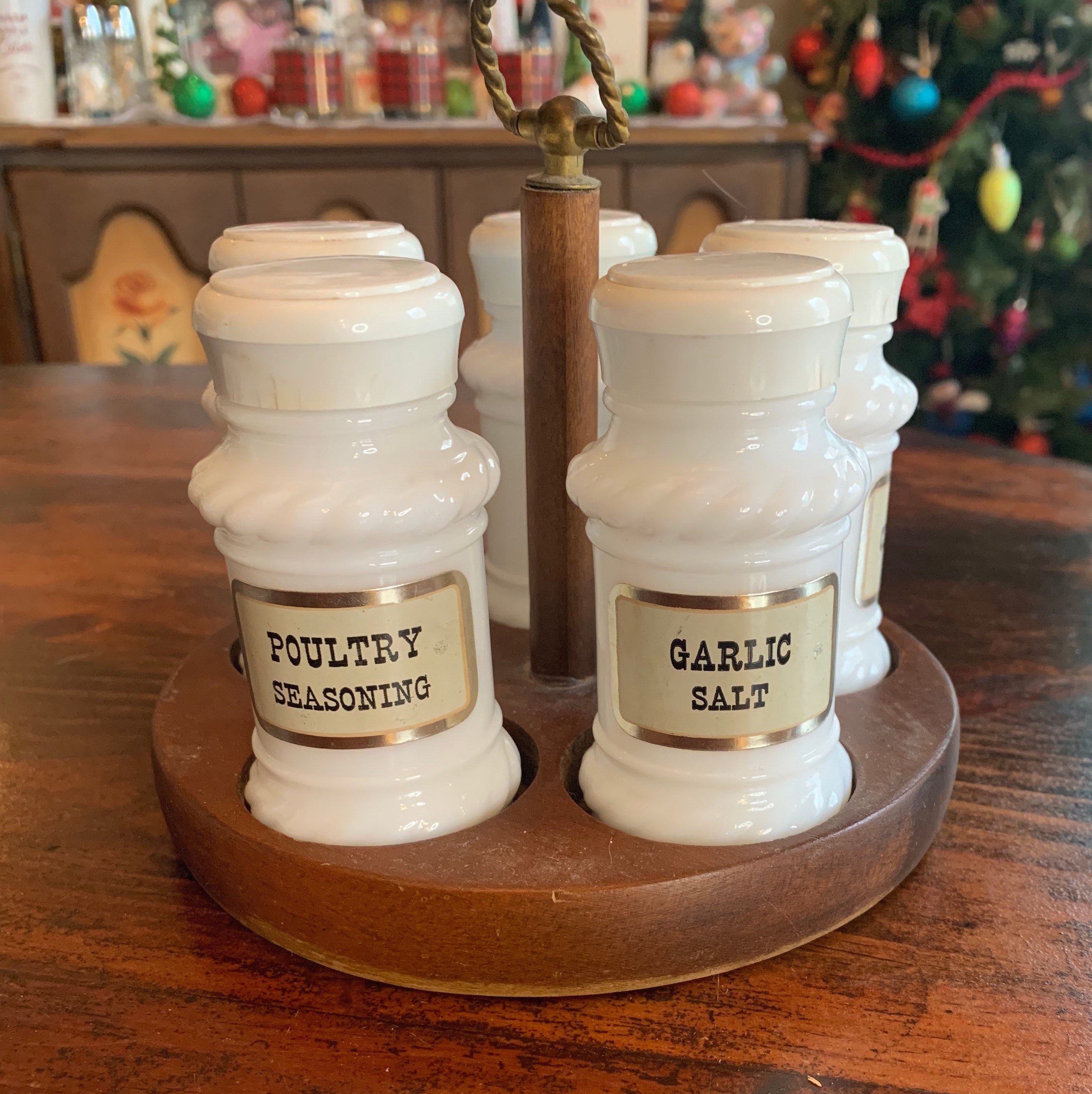 Vintage Mid Century Modern Spice Rack With 5 Milk Glass Spice - Etsy