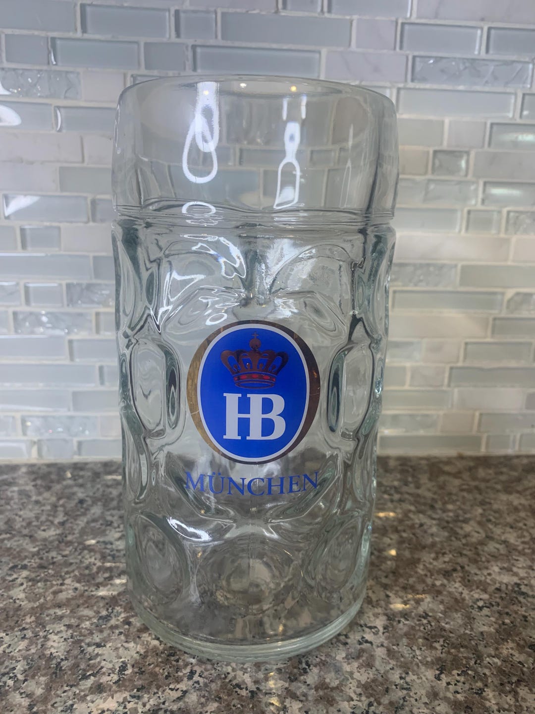 German Beer HB Hofbrauhaus Munich 1 Liter Dimpled Glass Beer Steins ...