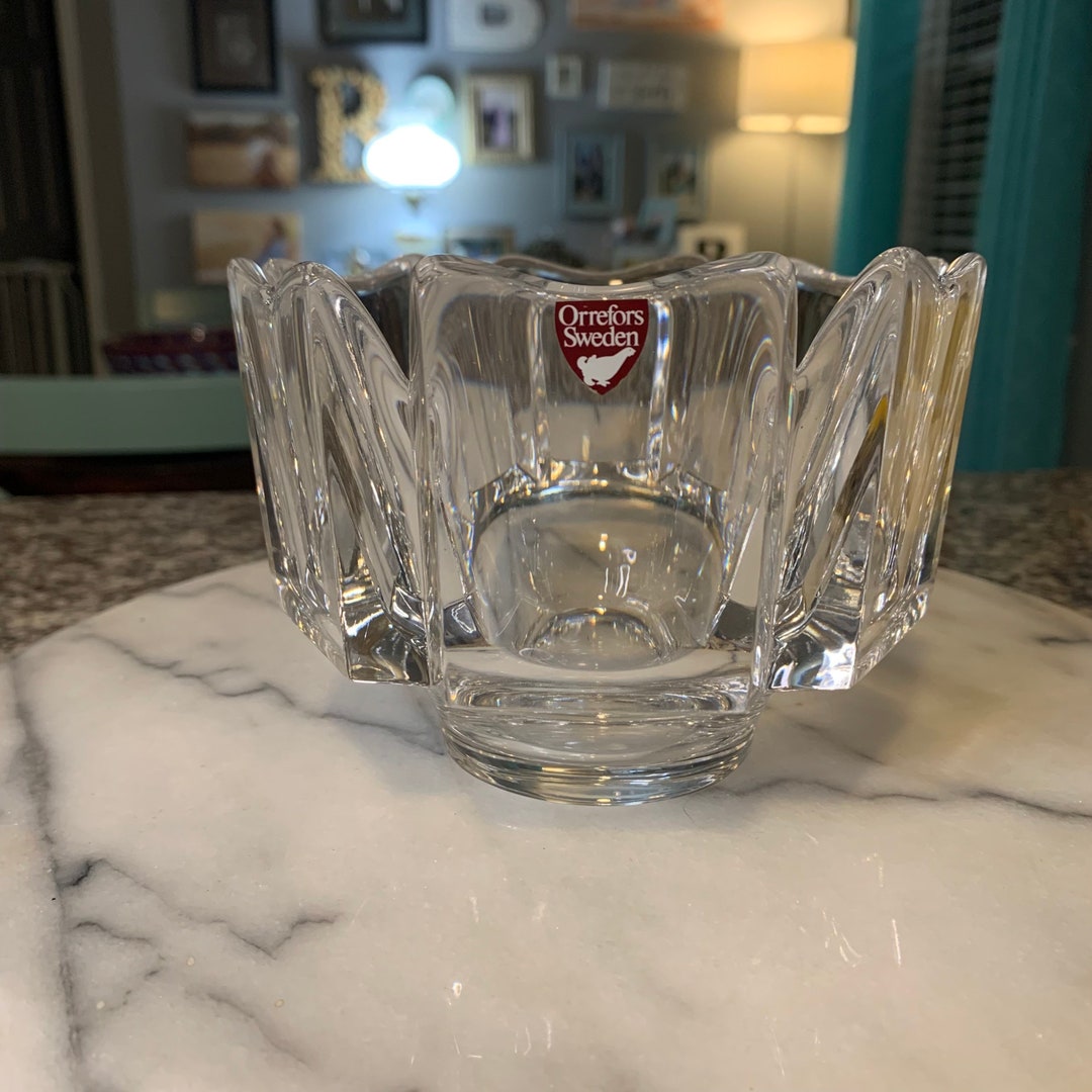 Vintage Orrefors Art Glass - Corona Pattern Signed Lars Hellsten 5 ...