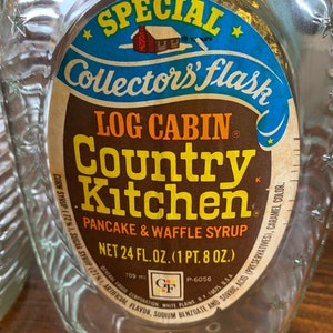 One Vintage Log Cabin Country Kitchen Syrup Bottle | Collectors Flask ...