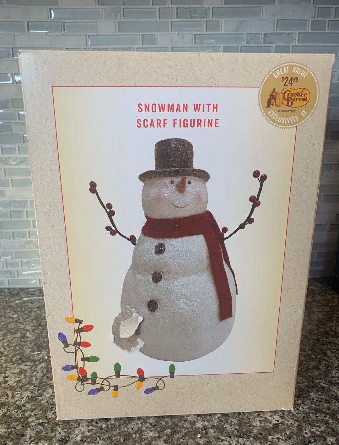 Cracker Barrel Snowman With Scarf Figurine | Rare| - Etsy