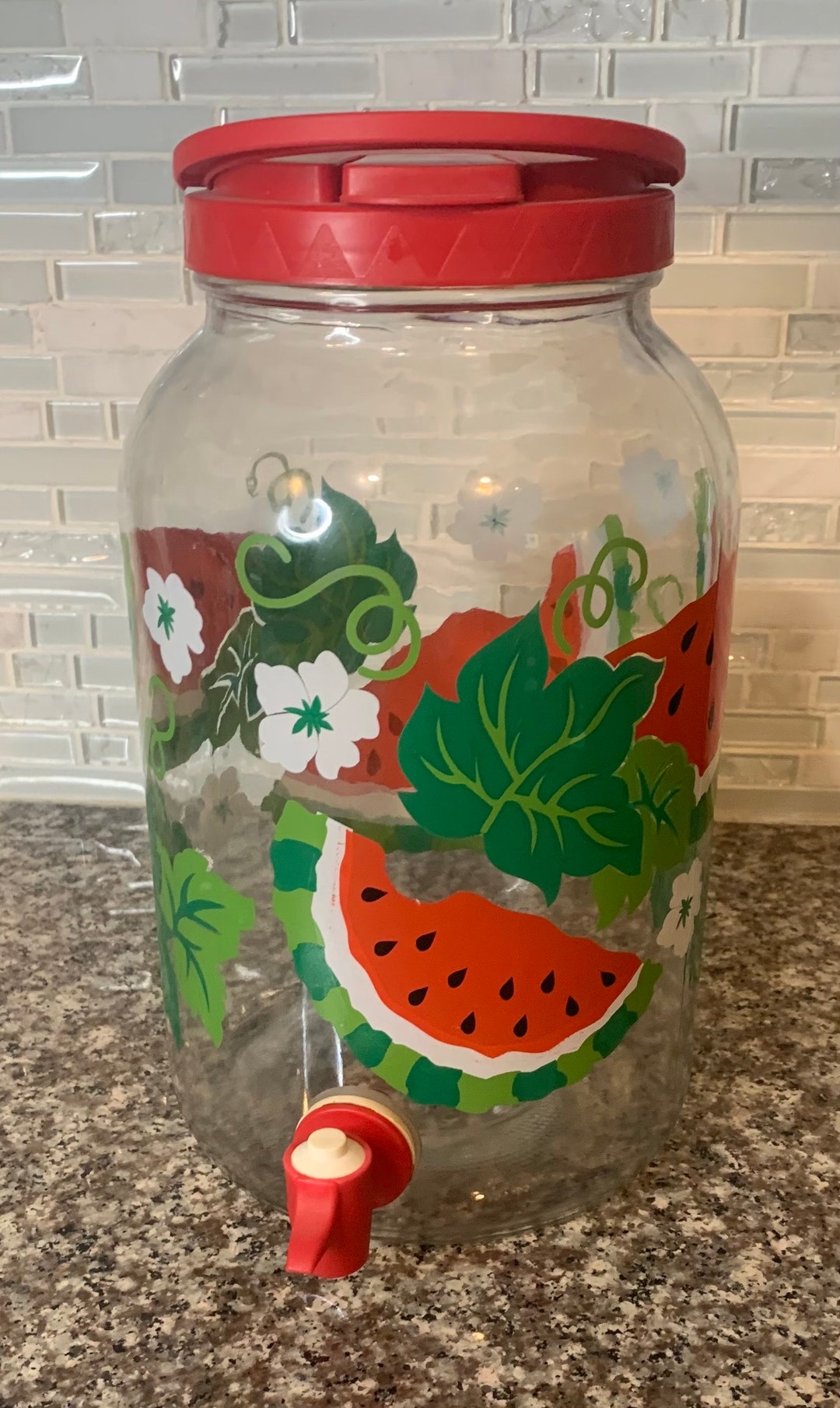 Vintage Watermelon Sun Tea Jar/gallon Glass Jar/ Jug /beverage ...