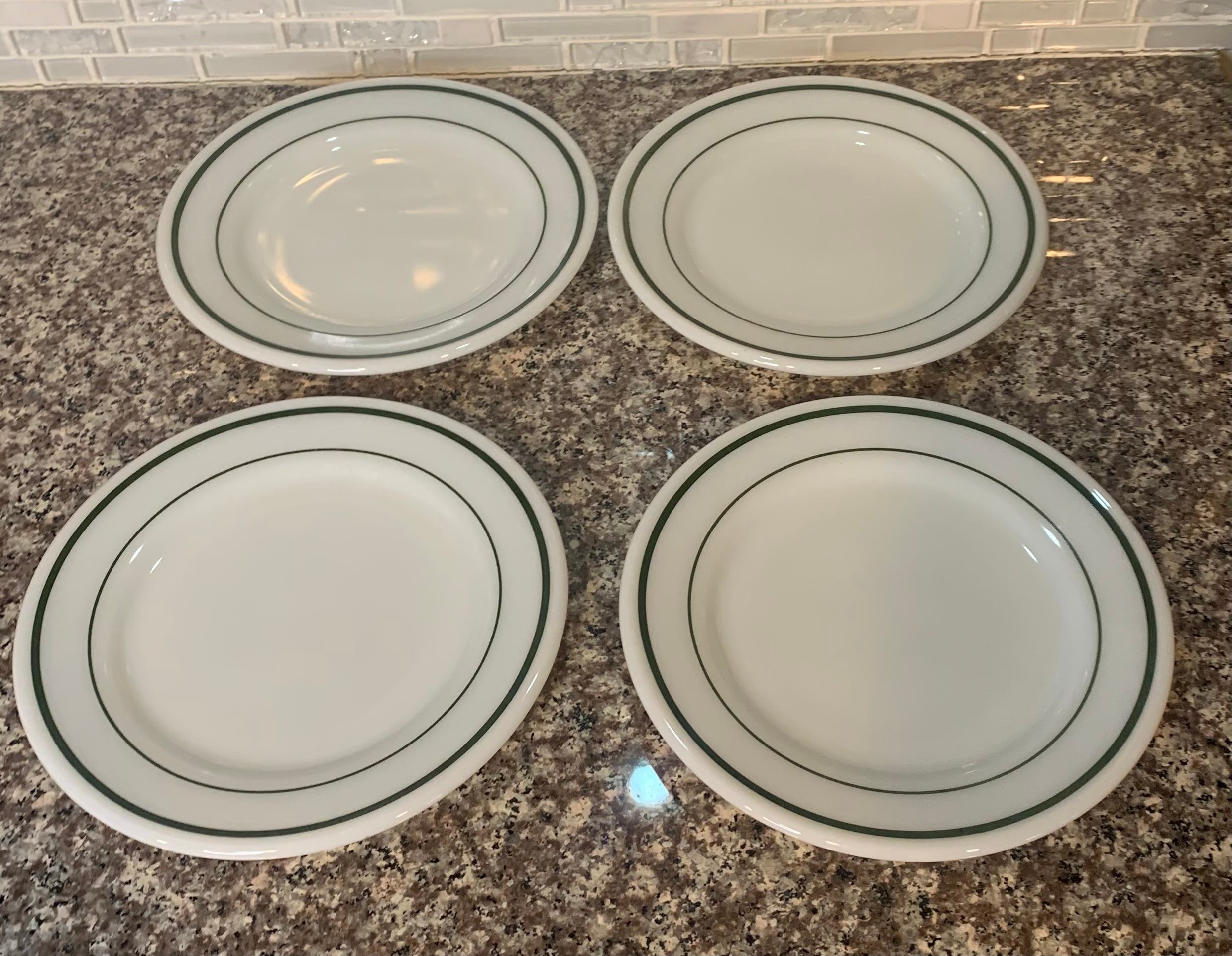 Vintage Set of 4 Pyrex Emerald Green Band Restaurant Heavy - Etsy