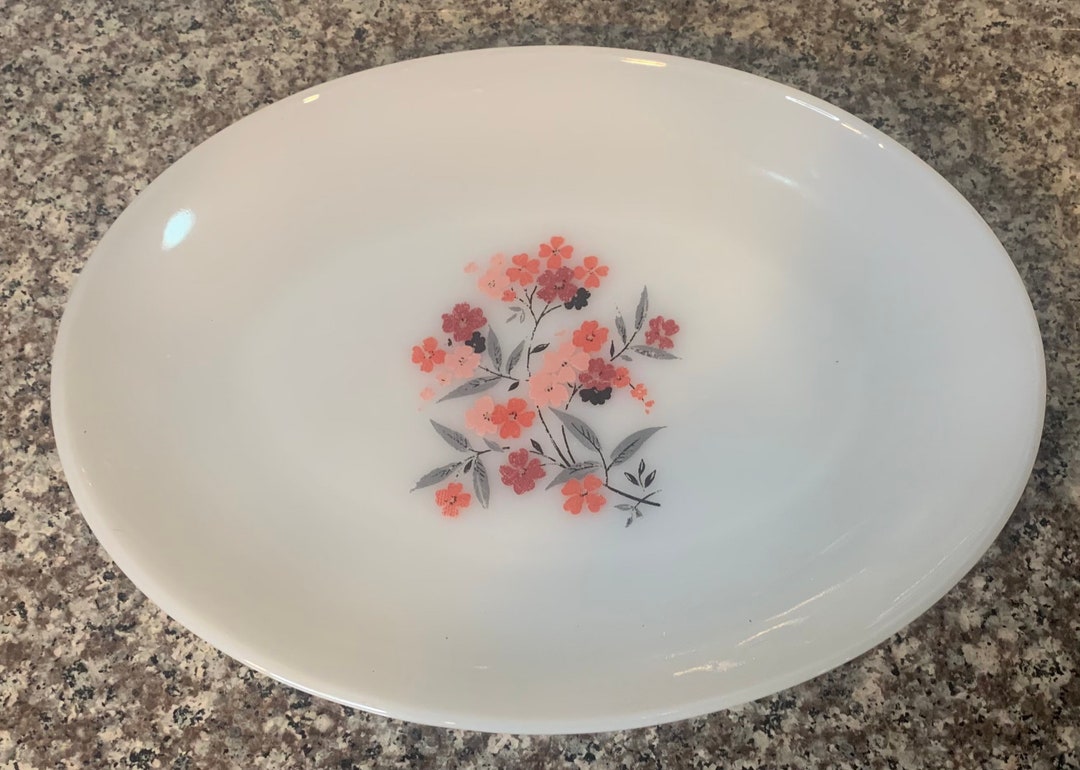 Retro Primrose 12 Inch Fireking Milk Glass Oval Serving Platter - Etsy