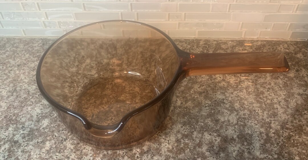 Vision Corning Ware Amber 4 Cup Sauce Pan 1L | Pour Spout | Pyrex Lid ...