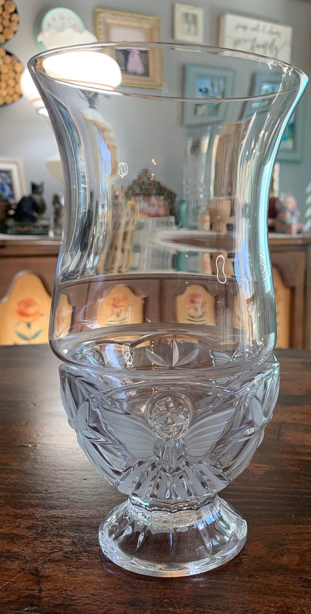 Vintage Gorham Crystal Angels of Peace Hurricane Candle Holder ...
