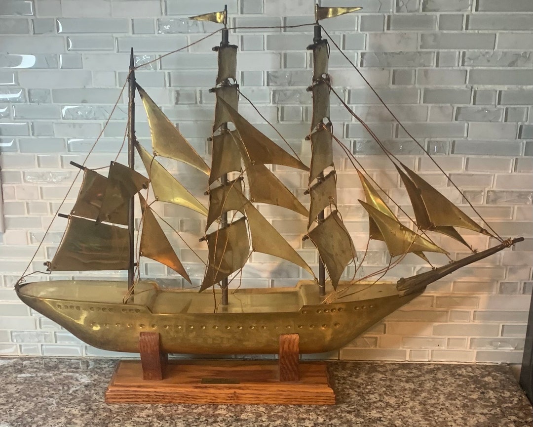 Vintage Brass Ship | Eagle | American Racer | Nautical | Schooner | - Etsy