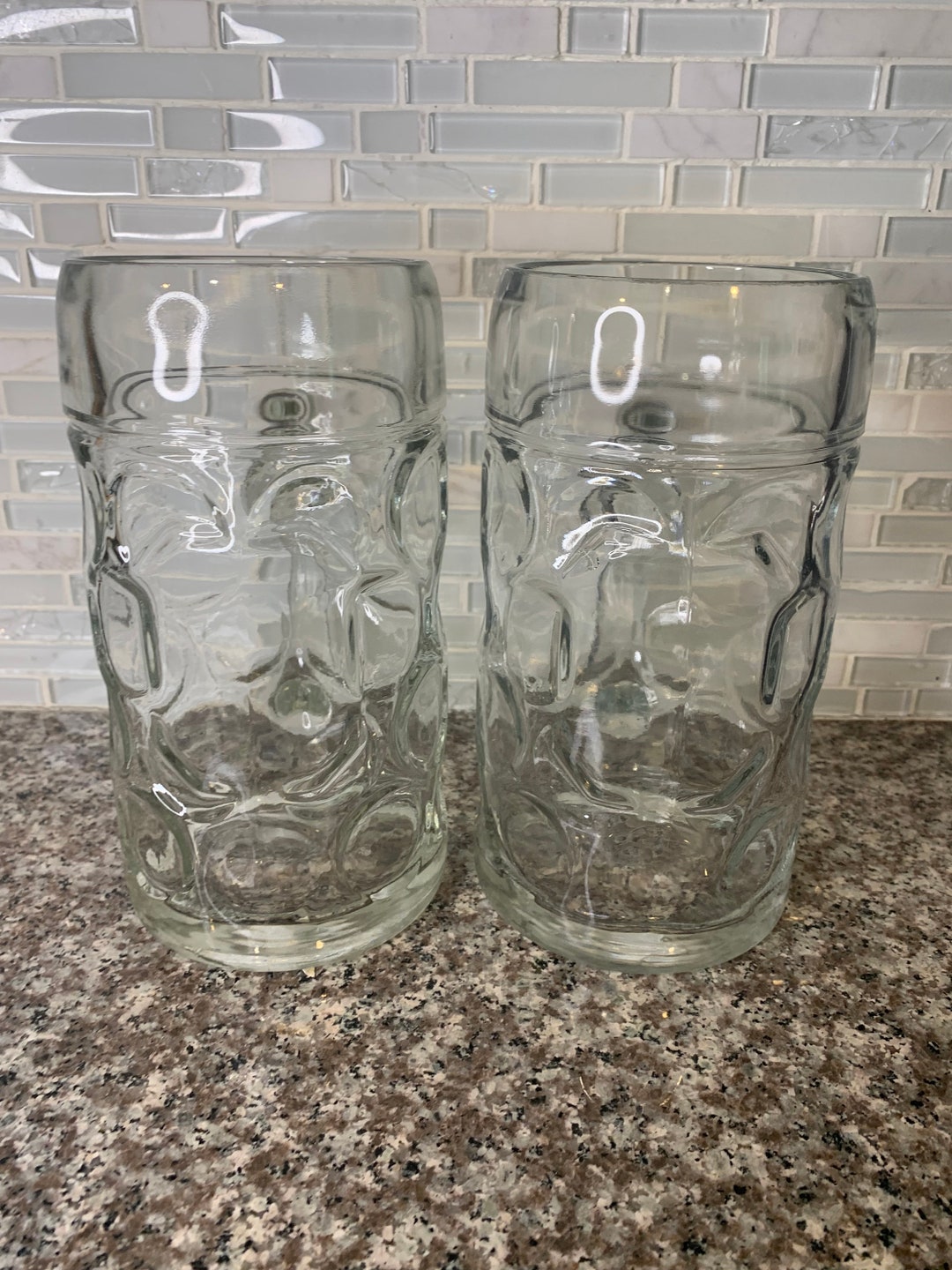 Set of 2 Blank Oktoberfest 1 Liter Dimpled Glass Steins | Austria | - Etsy