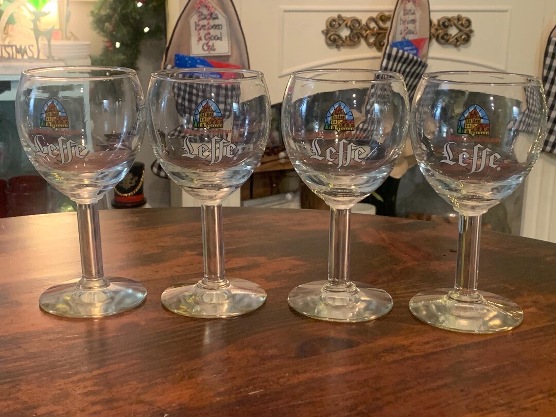 Vintage Set of 4 Leffe Beer Glass Chalices | Leffe Abbey | Belgium ...