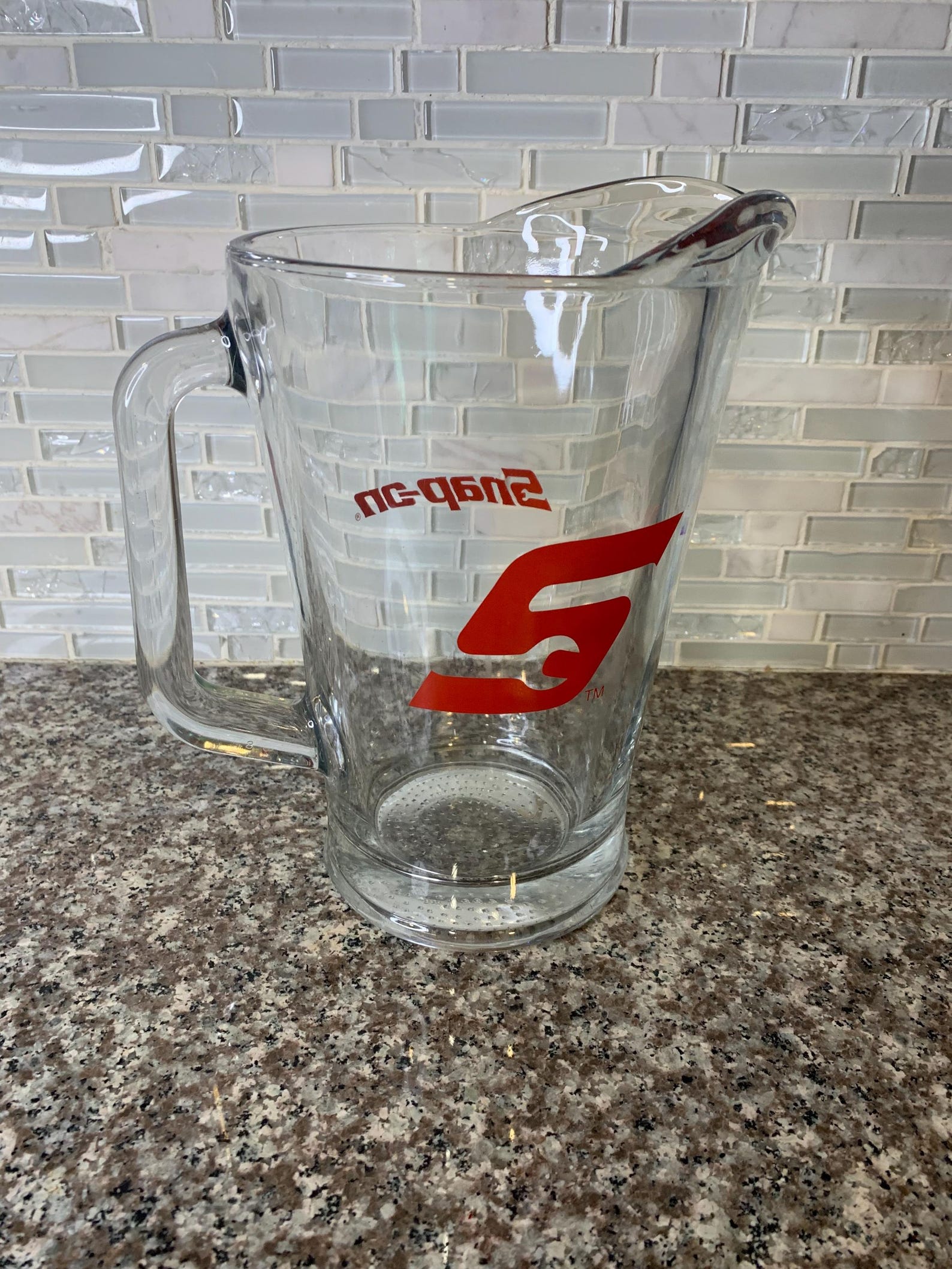 Vintage Snap-on Glass Pitcher and 3 Pint Glasses Collectible Beer Man ...