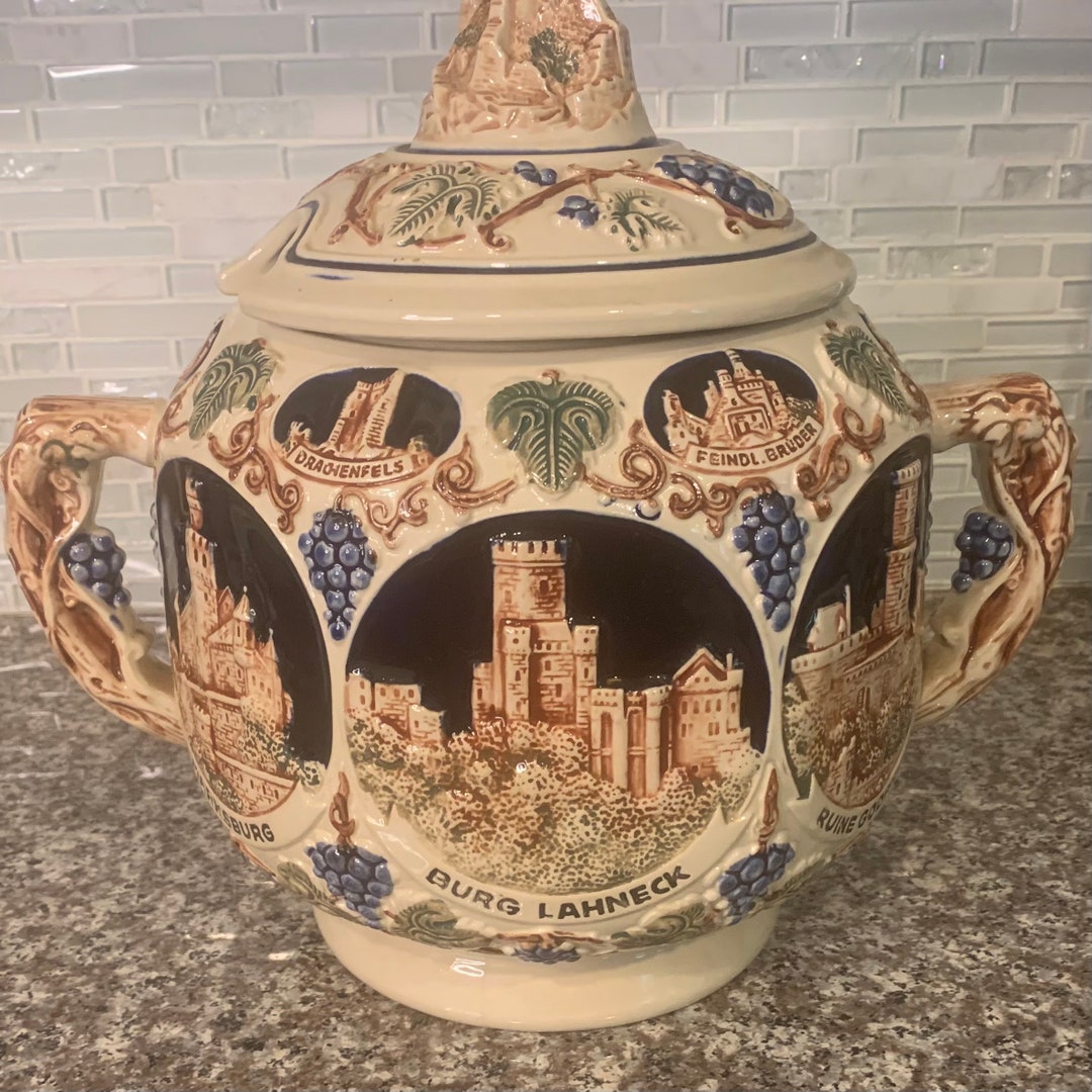 Vintage Gerz Pottery castles on the Rhine Tureen Royalty Germany ...