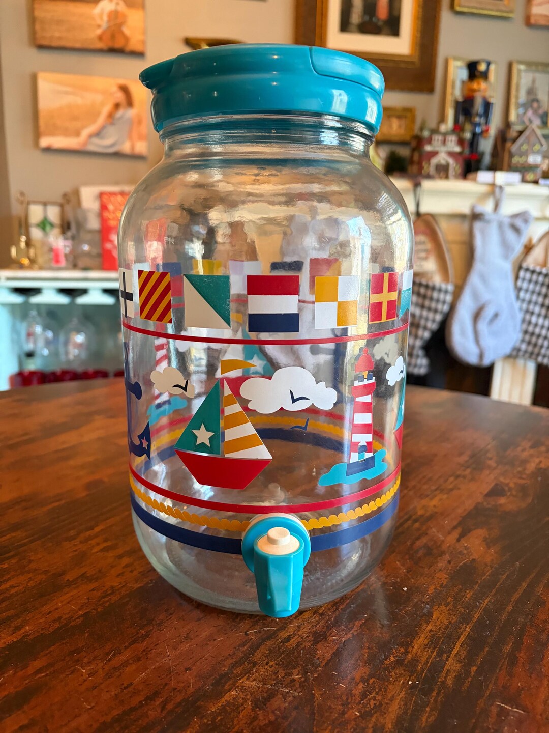 Vintage Nautical Sun Tea Dispenser, Gallon Glass Beverage Jug - Etsy
