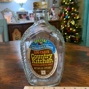 One Vintage Log Cabin Country Kitchen Syrup Bottle | Collectors Flask ...