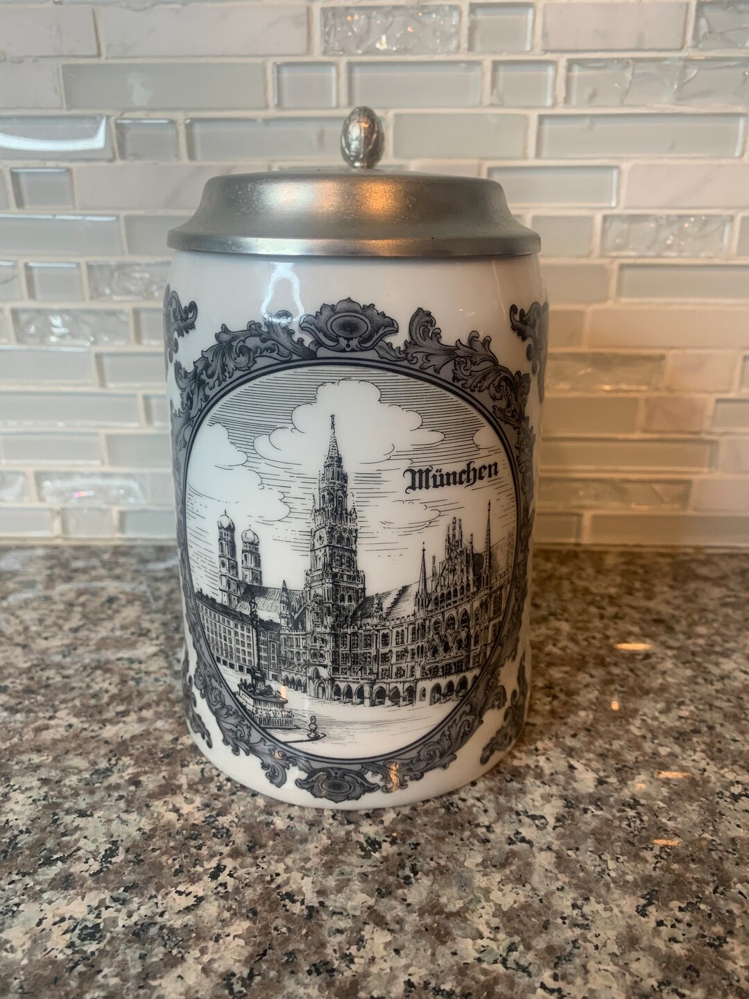 Vintage Theo Ruhn Munchen Beer Stein With Pewter Lid | Ceramic Beer ...