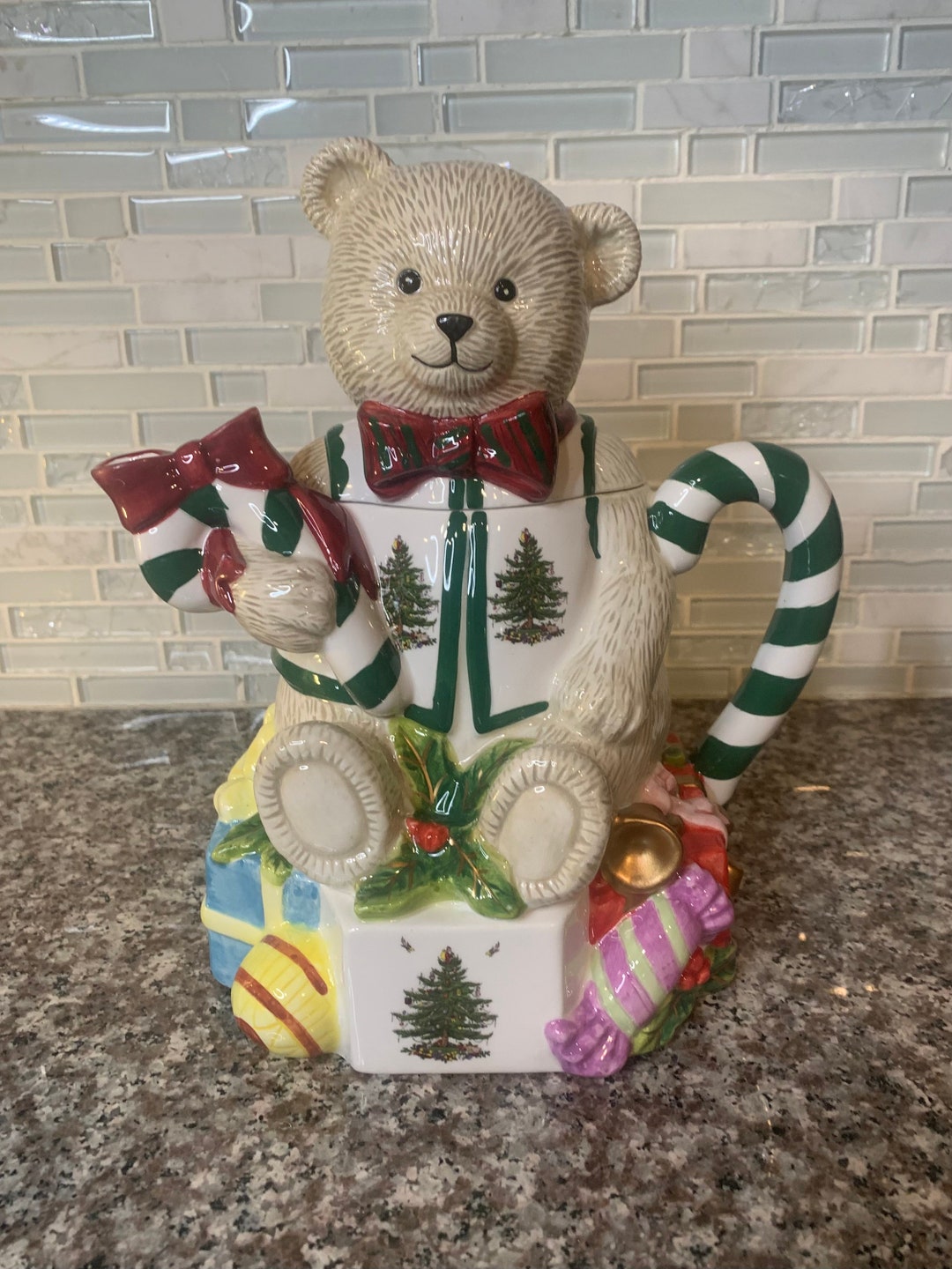 Vintage Spode Hand Painted Teddy Bear Christmas Tree Teapot | Original ...