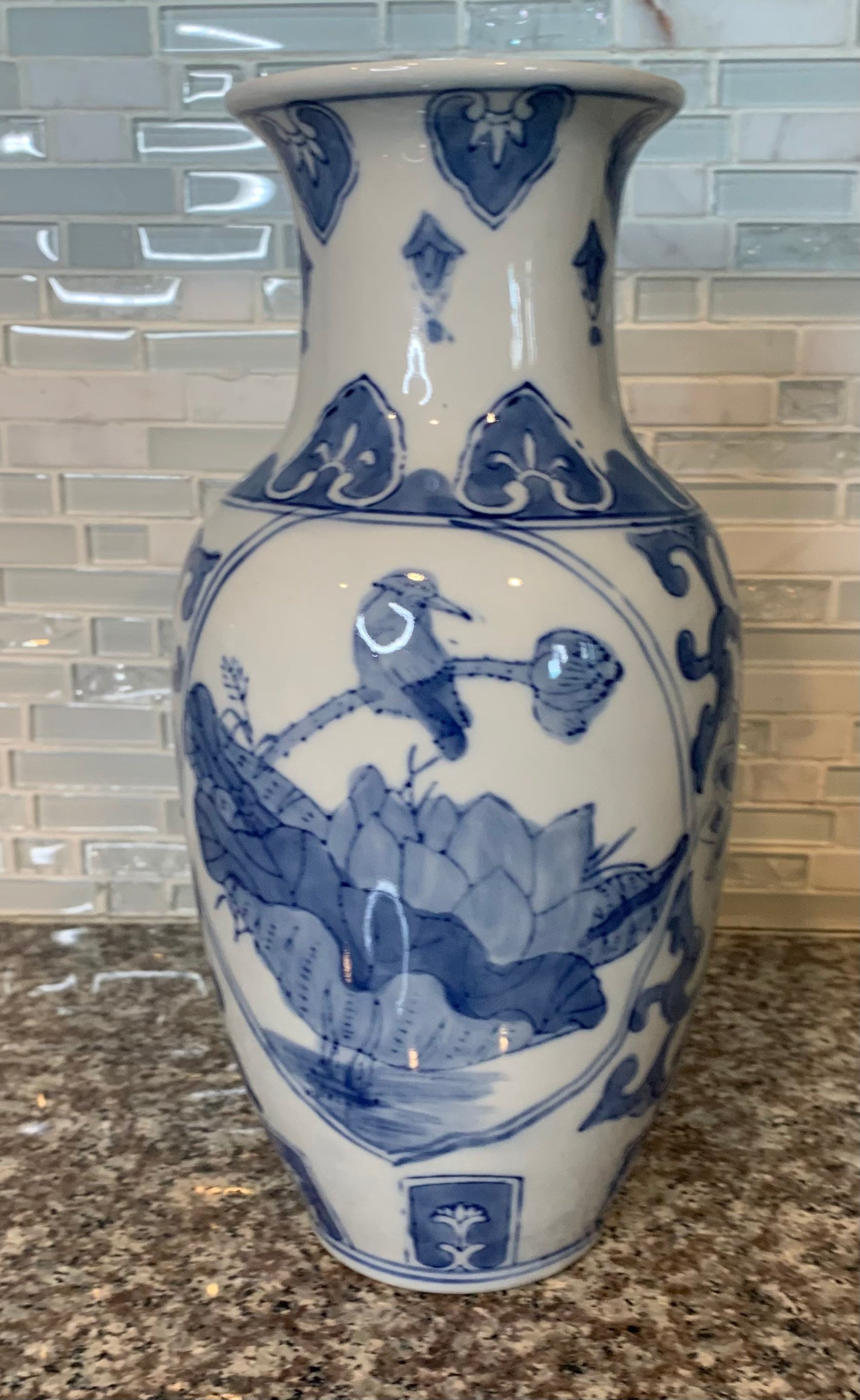 Vintage Chinoiserie Blue and White Porcelain Floral Vase With - Etsy