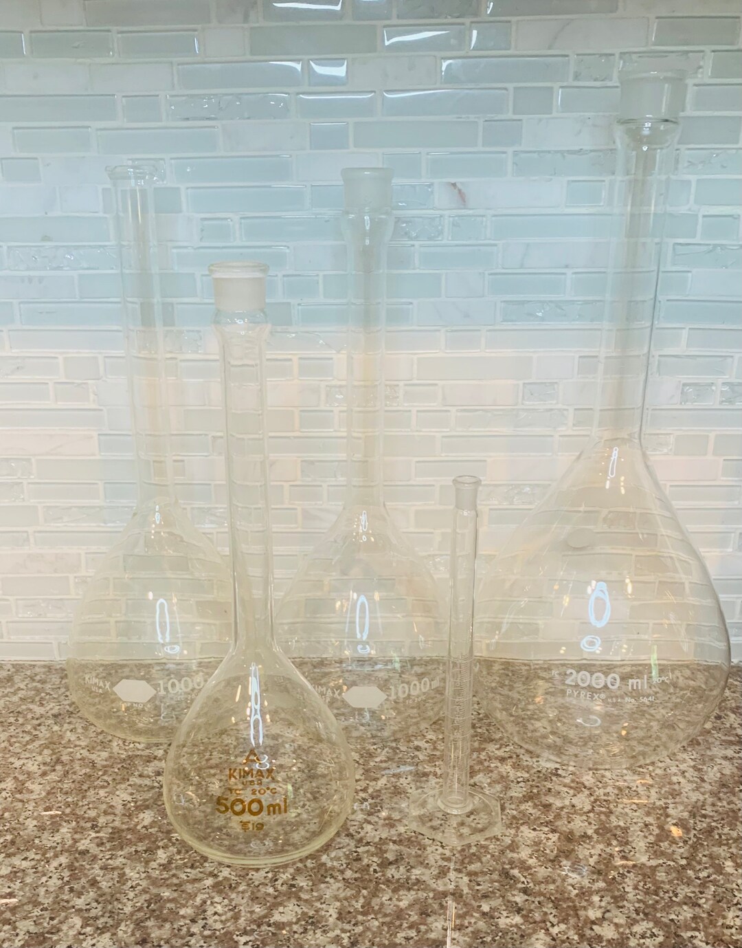 Set of 5 Volumetric Flasks | 2000 Ml Pyrex |kimax | Halloween or ...