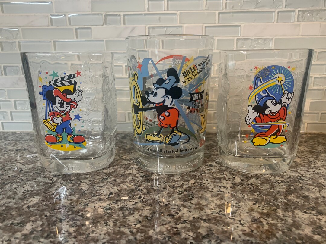 Vintage Disney Mickey Mouse Mcdonald's Glasses | Set of 3 - Etsy