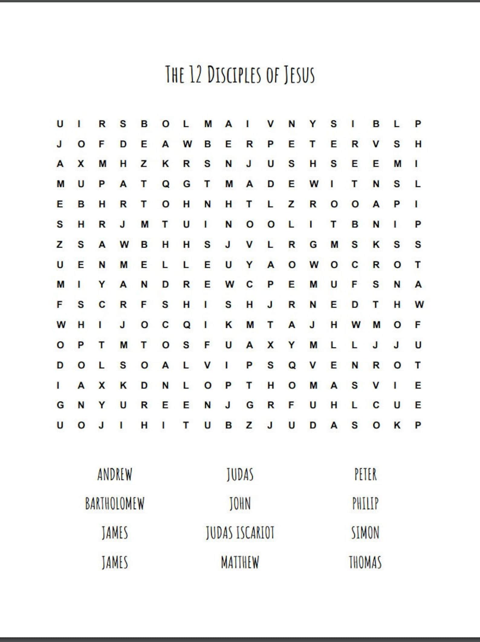 The 12 Disciples Word Search - Etsy