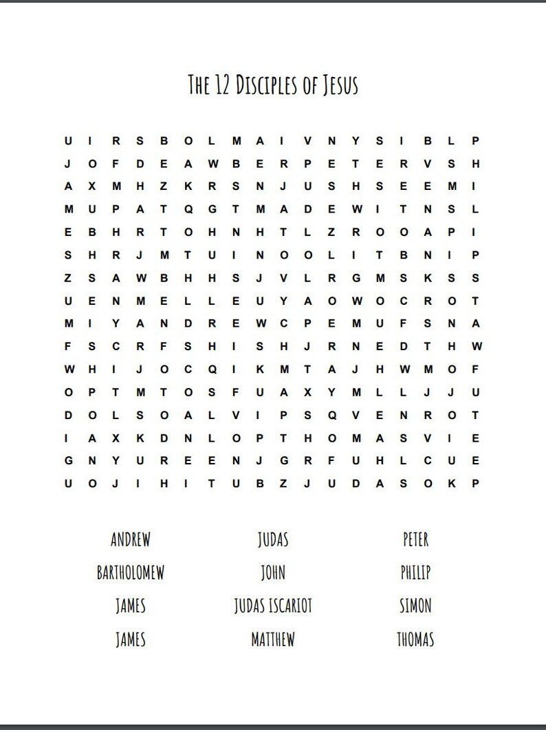 The 12 Disciples Word Search - Etsy