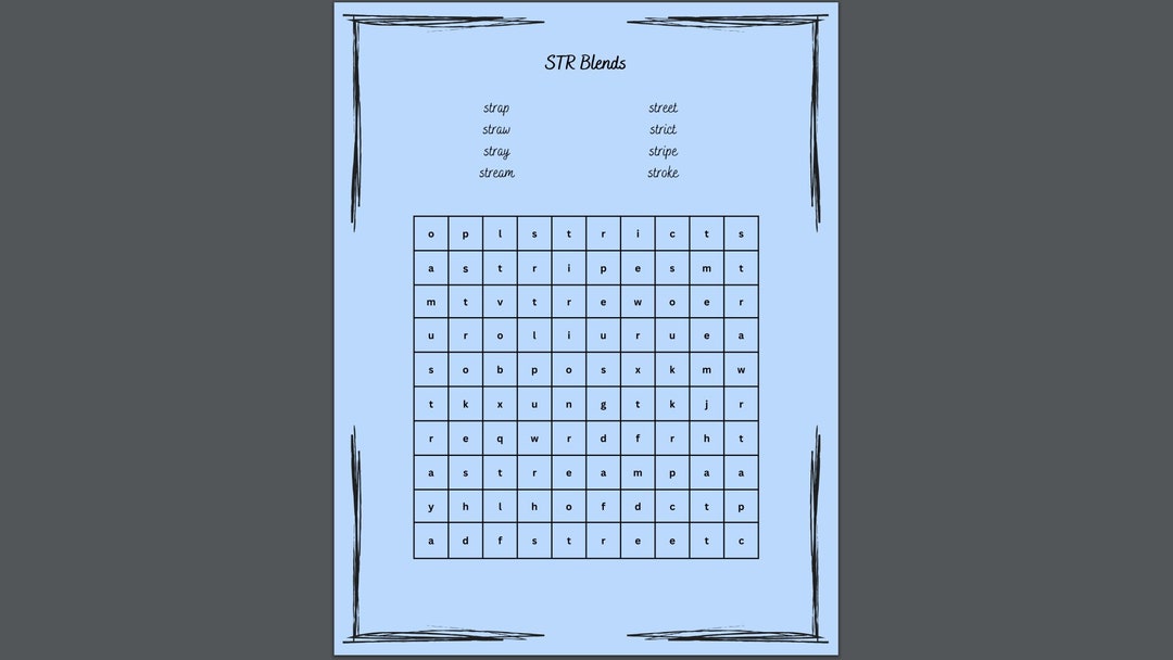 Word Search With Str- Blends - Etsy