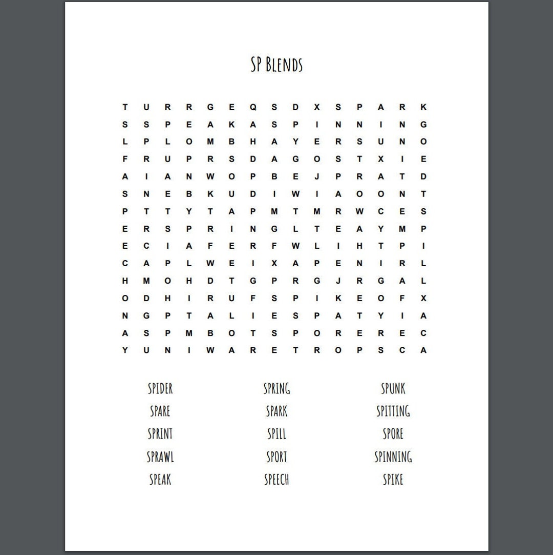 SP Blend Word Search - Etsy
