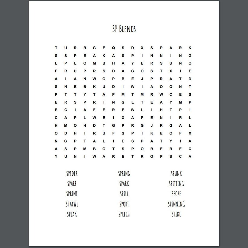 SP Blend Word Search - Etsy