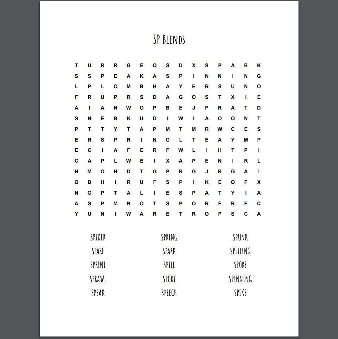 SP Blend Word Search - Etsy