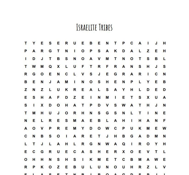 12 Tribes of Israel Word Search - Etsy