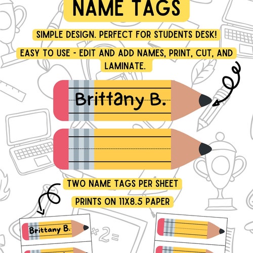 BEE Editable Name Tags Spring Summber Bulletin Board - Etsy