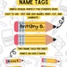 Pencil Name Tags (editable Version) - Etsy