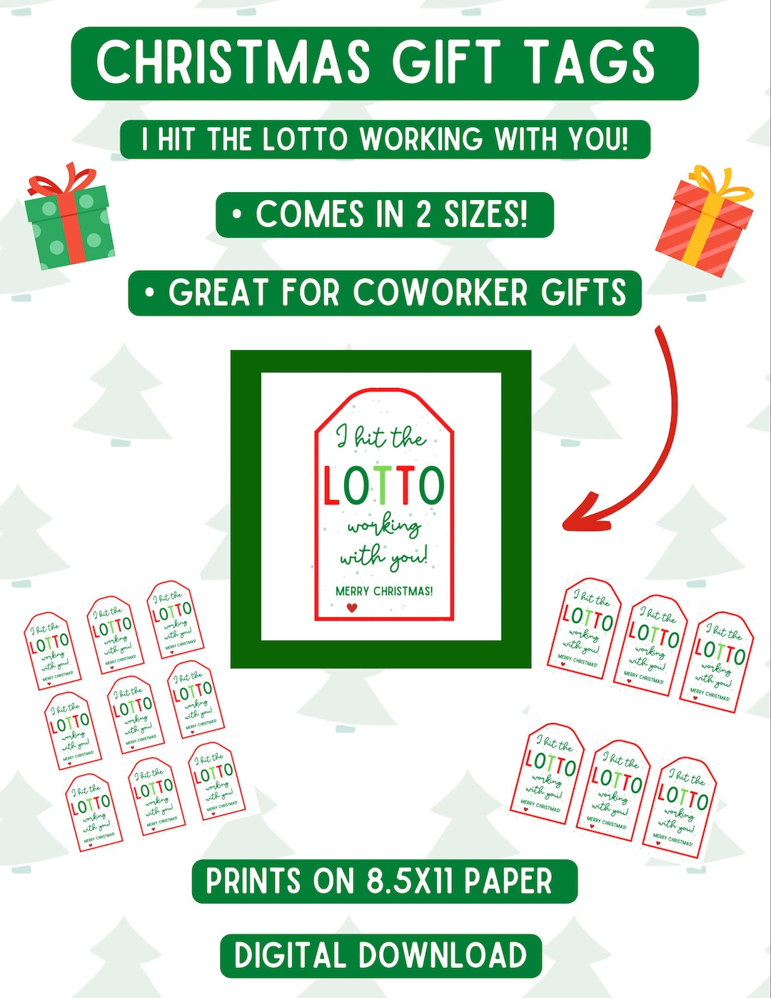 Christmas Gift Tags - I Hit the Lotto Working With You - Etsy