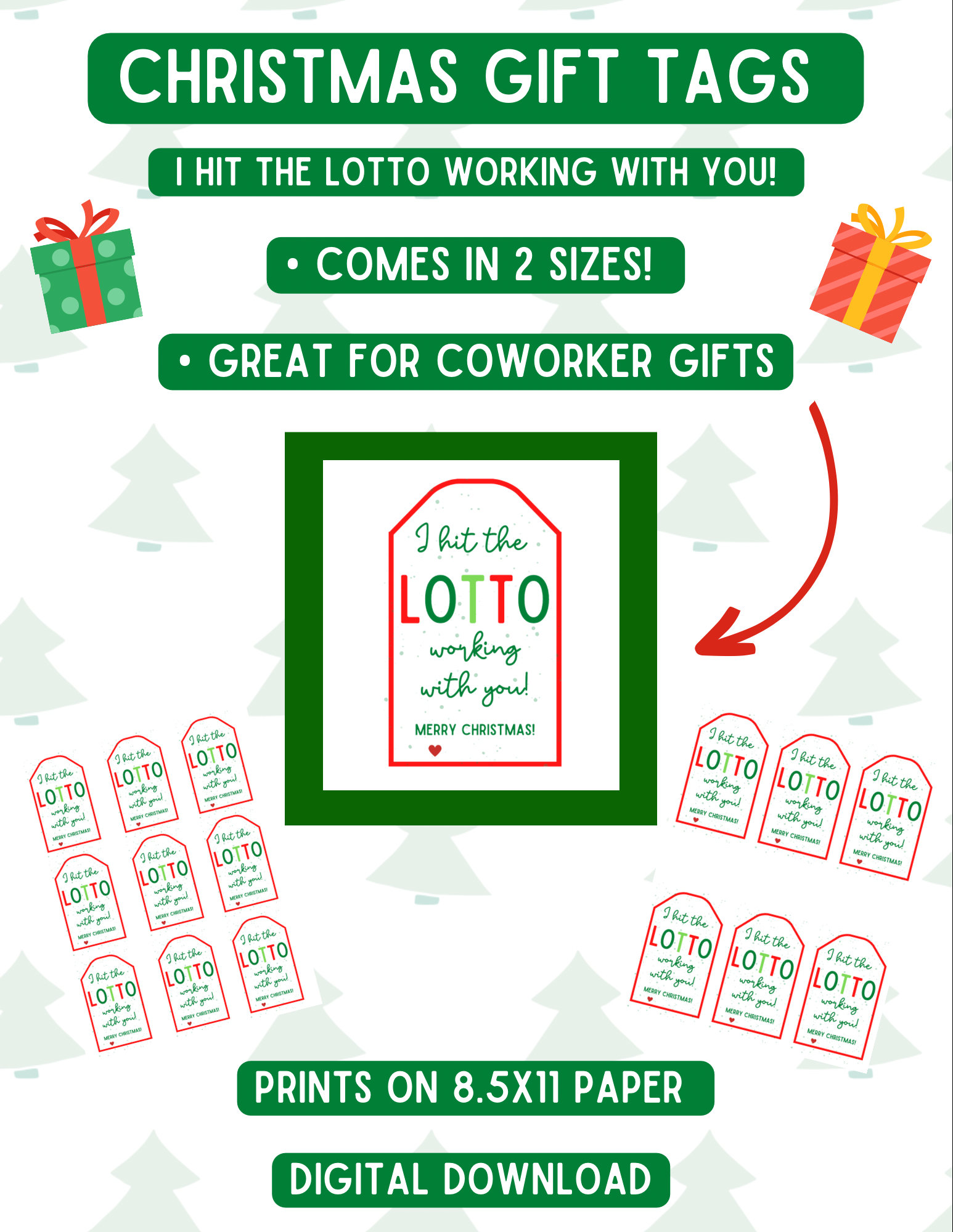 Christmas Gift Tags - I Hit the Lotto Working With You - Etsy