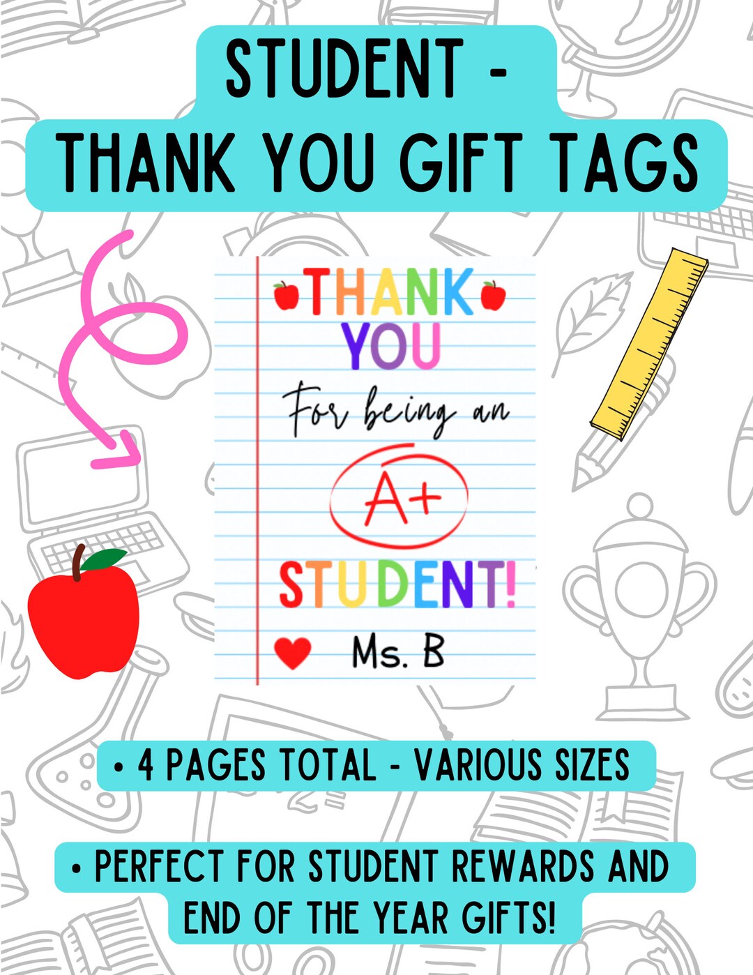 Student Thank You Gift Tags - Etsy