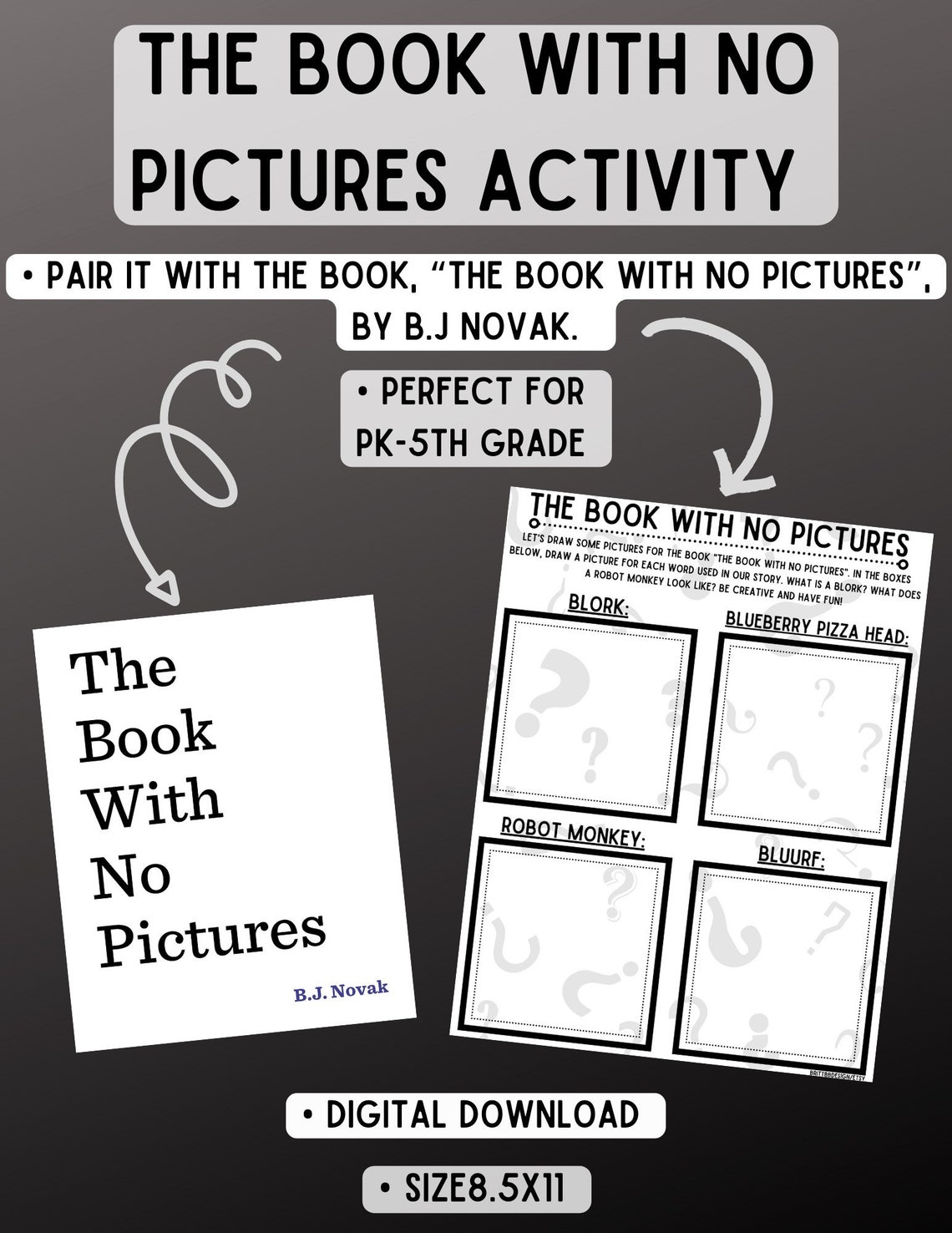 The Book With No Pictures Activity - Etsy